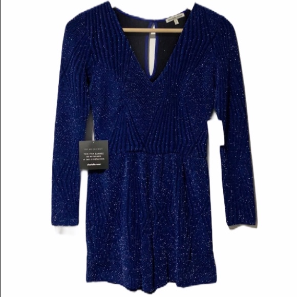 Charlotte Russe | Dresses | Metallic Blue Romper | Poshmark
